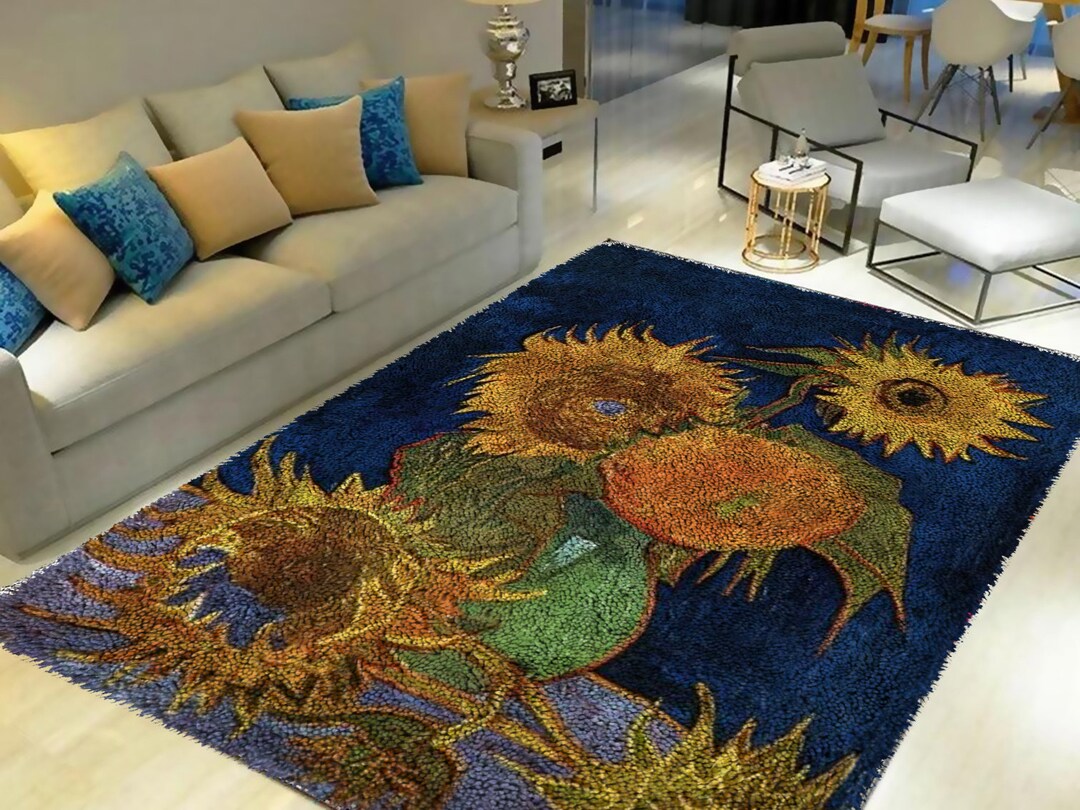 Van Gogh Sunflowers Latch Hook Rug Kit: DIY Tapestry Carpet - Etsy UK