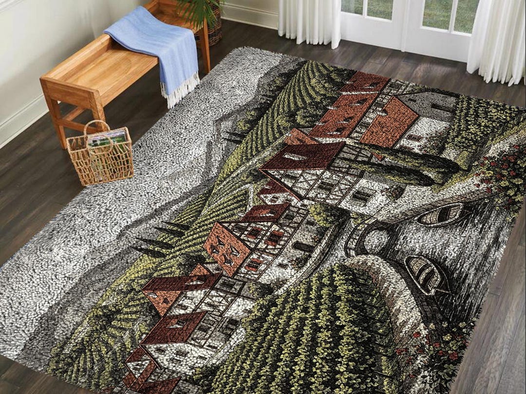 Vineyard Village Latch Hook Rug Kit: DIY Yarn Craft Wall Hanging (all ...