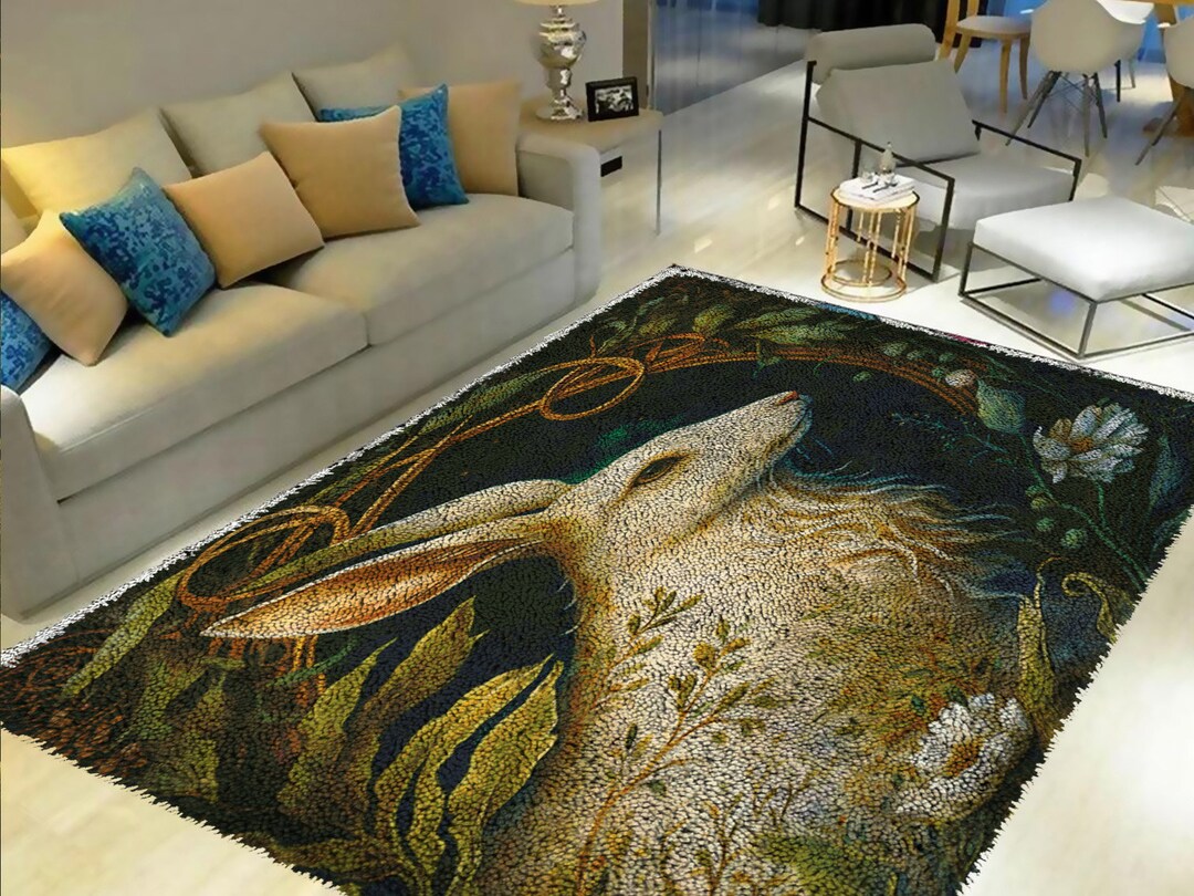 Big White Rabbit Latch Hook Rug Kits Monroe Carpet Embroidery Do It ...