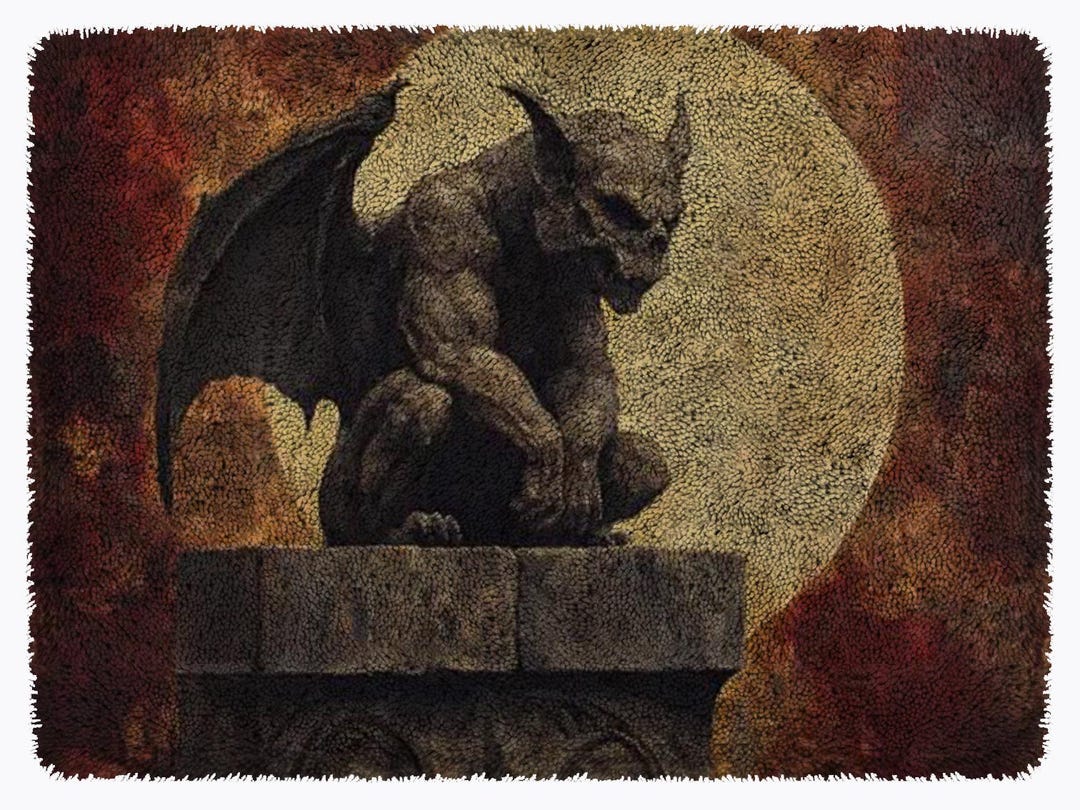 Devil Stone Statue Carpet Latch Hook Kits, Large Latch Hook Rug Kit for ...