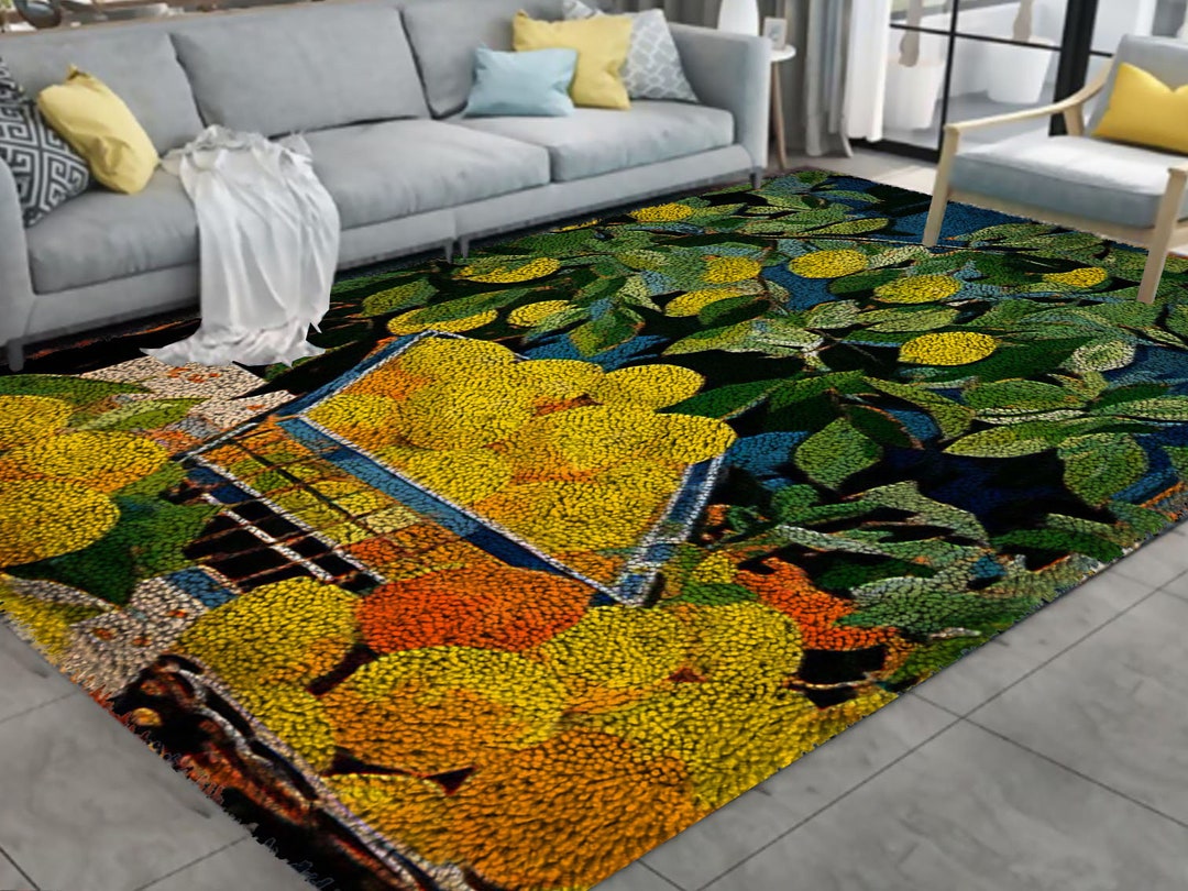 Lemon Tree Latch Hook Rug Kit: DIY Tapestry Craft With Printed Canvas ...