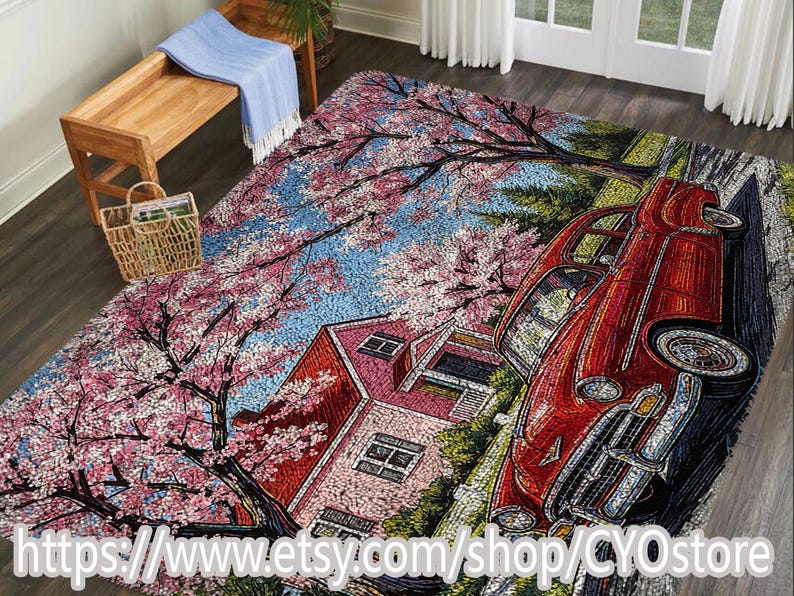 Car Flowers Latch Hook Rug Kit: DIY Yarn Craft Wall Hanging - Etsy