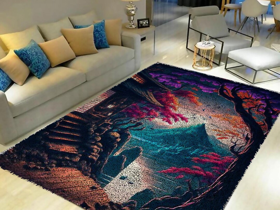 Latch Hook Rug Kit: Autumn Lakeside Cottage Tapestry, DIY Craft - Etsy
