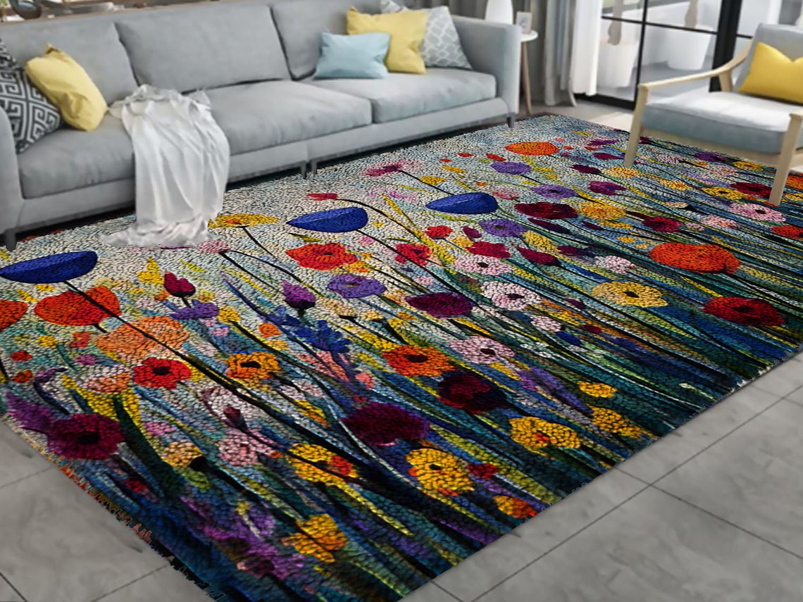 Beautiful Flowers Latch Hook Kits, Large Latch Hook Rug Kit for Adults ...