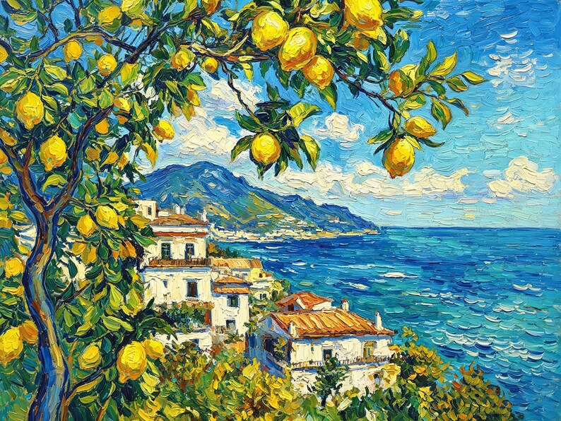 Seaside Villa Latch Hook Rug Kit: Lemon Tree Coastal Scene DIY Yarn ...