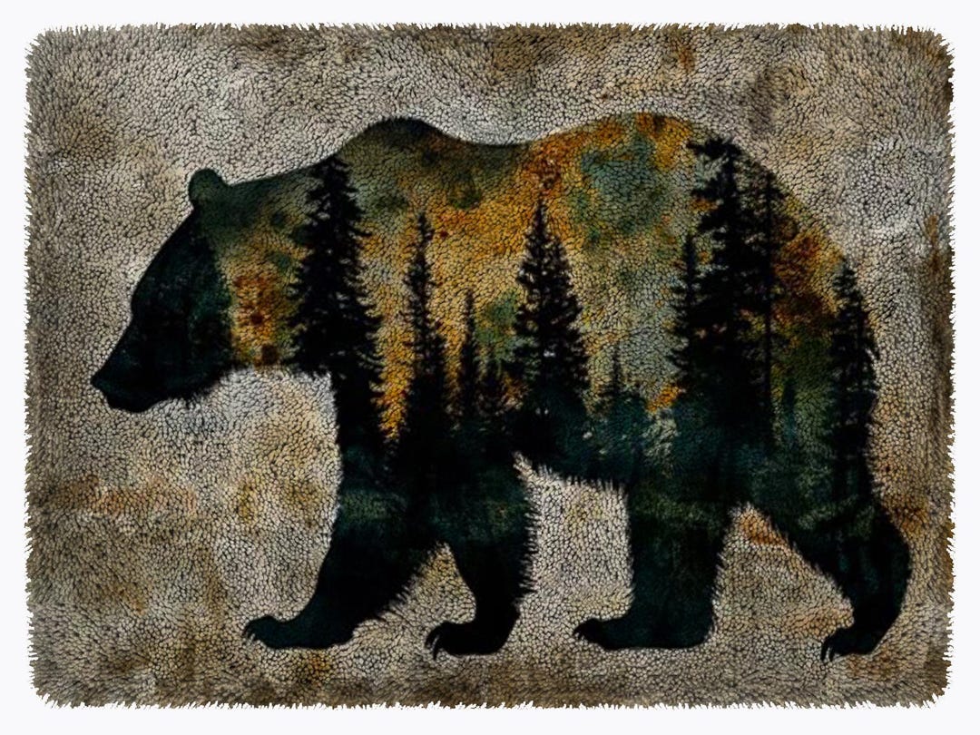Forest Bear Latch Hook Rug Kit: DIY Tapestry Craft/all Materials ...