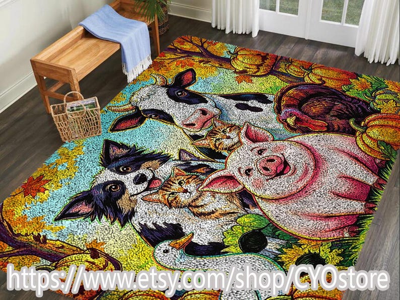 Animal Farm Latch Hook Rug Kit DIY Yarn Craft Wall Hanging Decor All ...