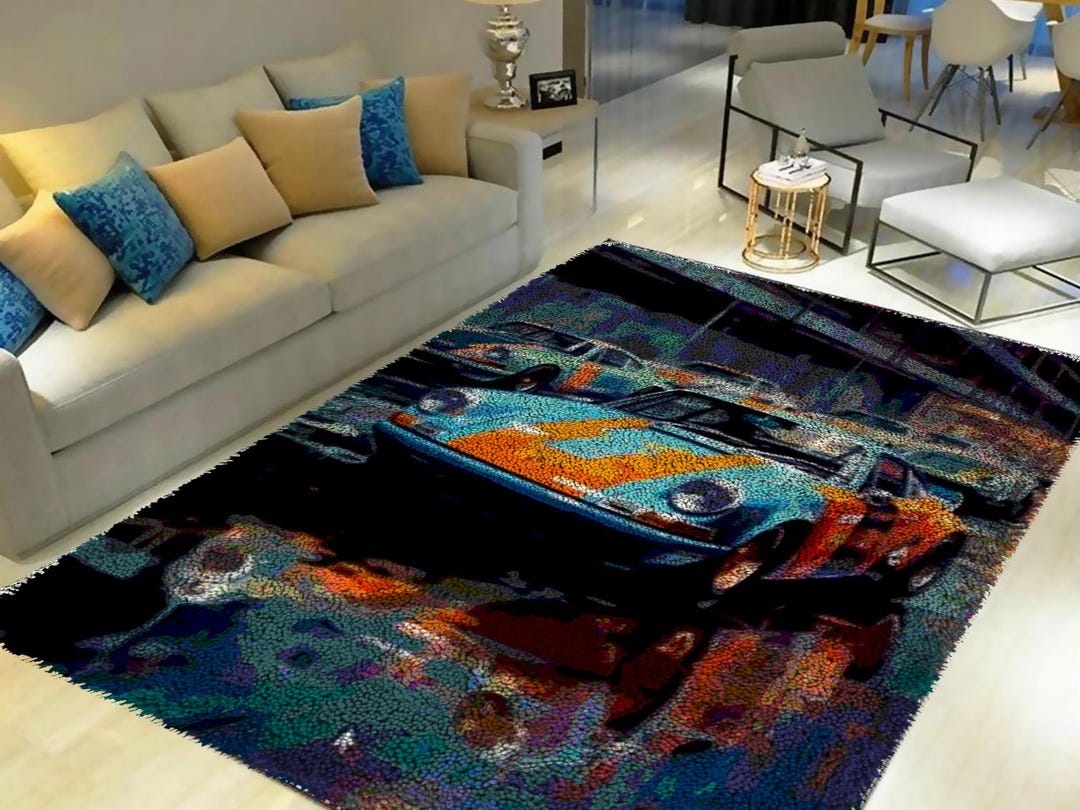 Blue Sports Car Latch Hook Kits, Large Latch Hook Rug Kit for Adults ...