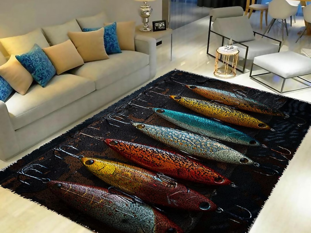 Fishing Lure Rug Latch Hook Kit: DIY Tapestry Carpet - Etsy