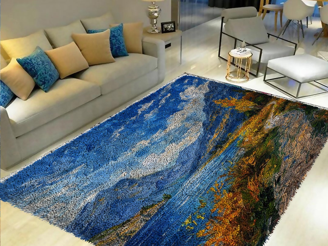 Advancedsnow Mountain Latch Hook Rug Kit: Blue Sky DIY Craftchristmas S ...