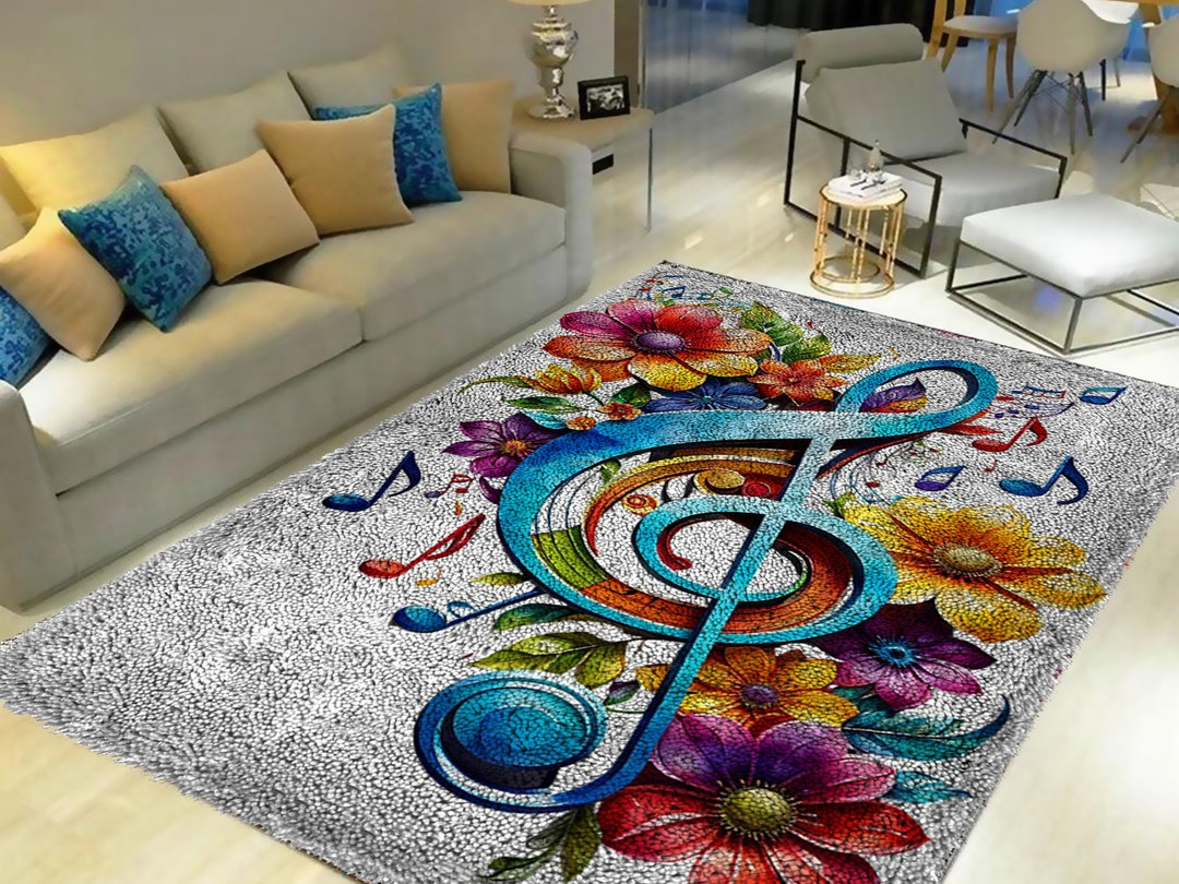 Floral Music Latch Hook Rug Kit: DIY Tapestry Carpet for Adults - Etsy