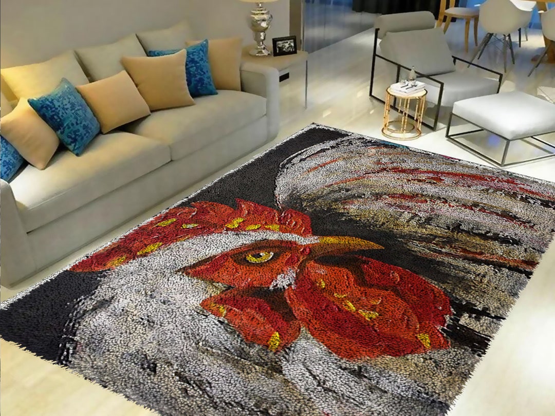 Big Rooster Latch Hook Kits, Large Latch Hook Rug Kit for Adults Latch ...