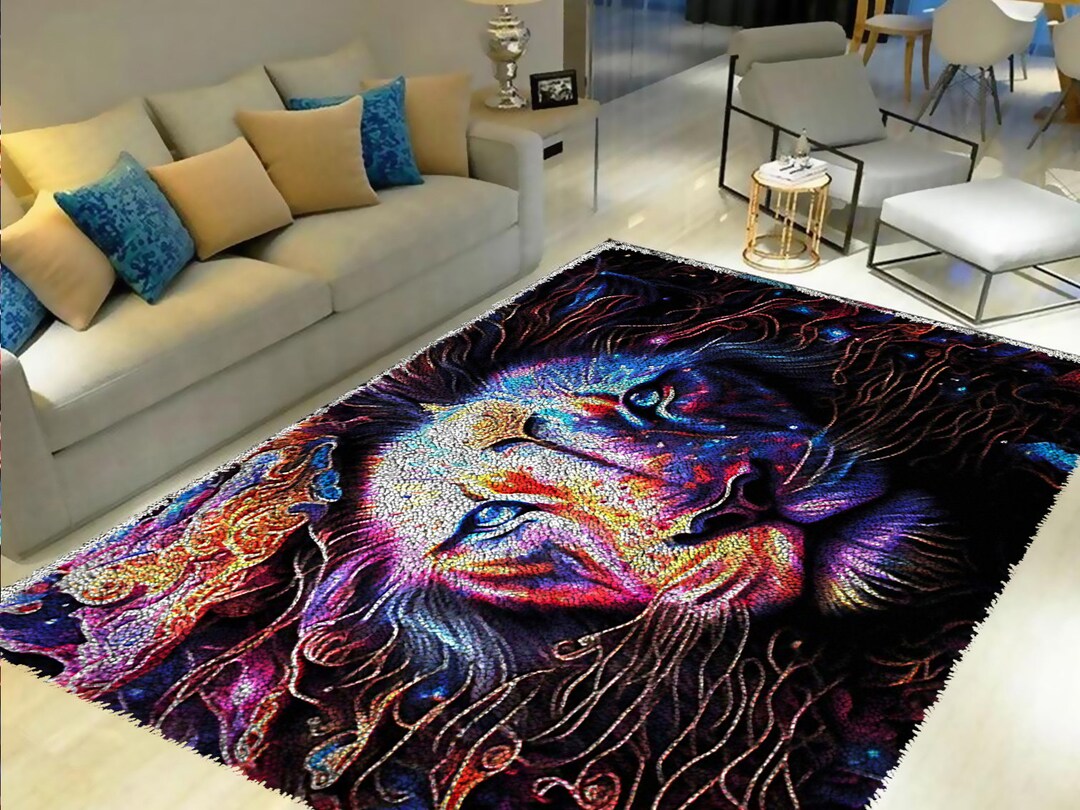 Lion King Latch Hook Rug Kit: DIY Tapestry Craft With Printed Canvas - Etsy
