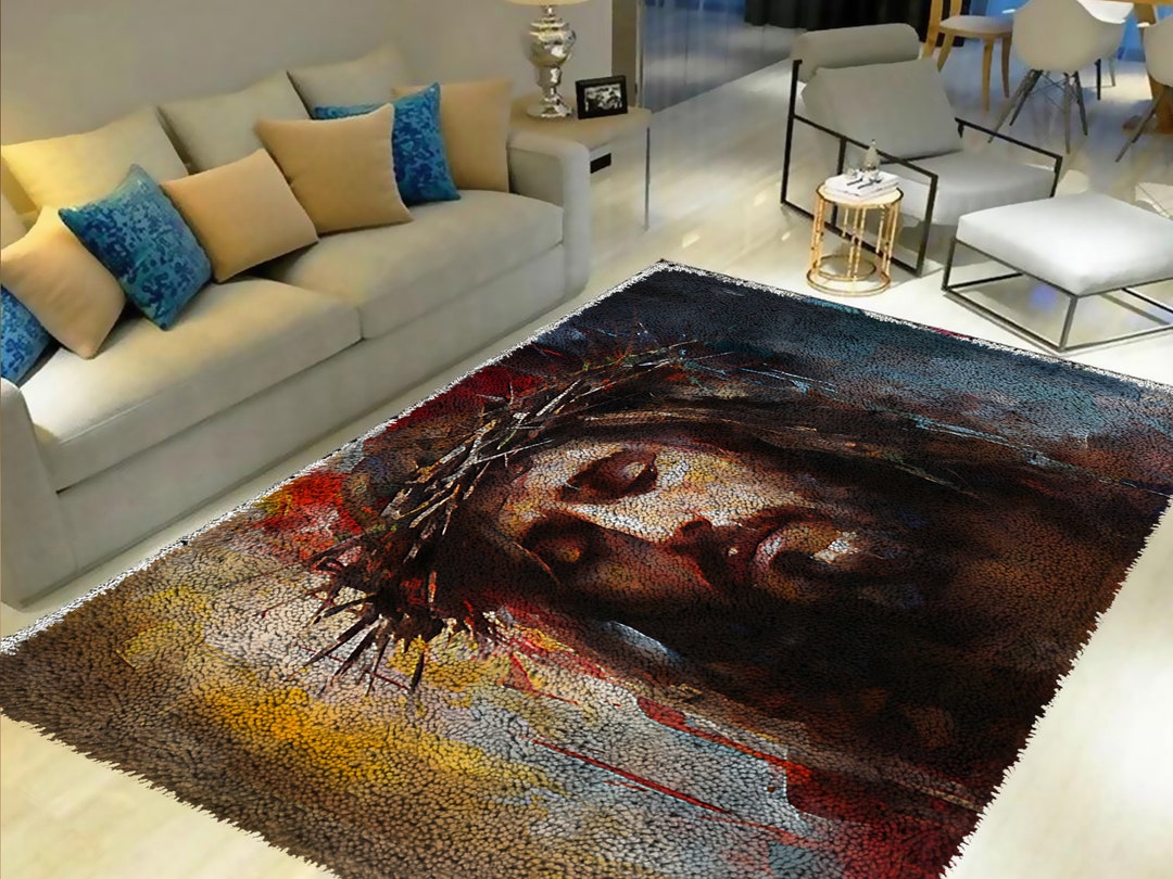 Jesus Latch Hook Rug Kit: Large DIY Tapestry Craft With Printed Canvas ...