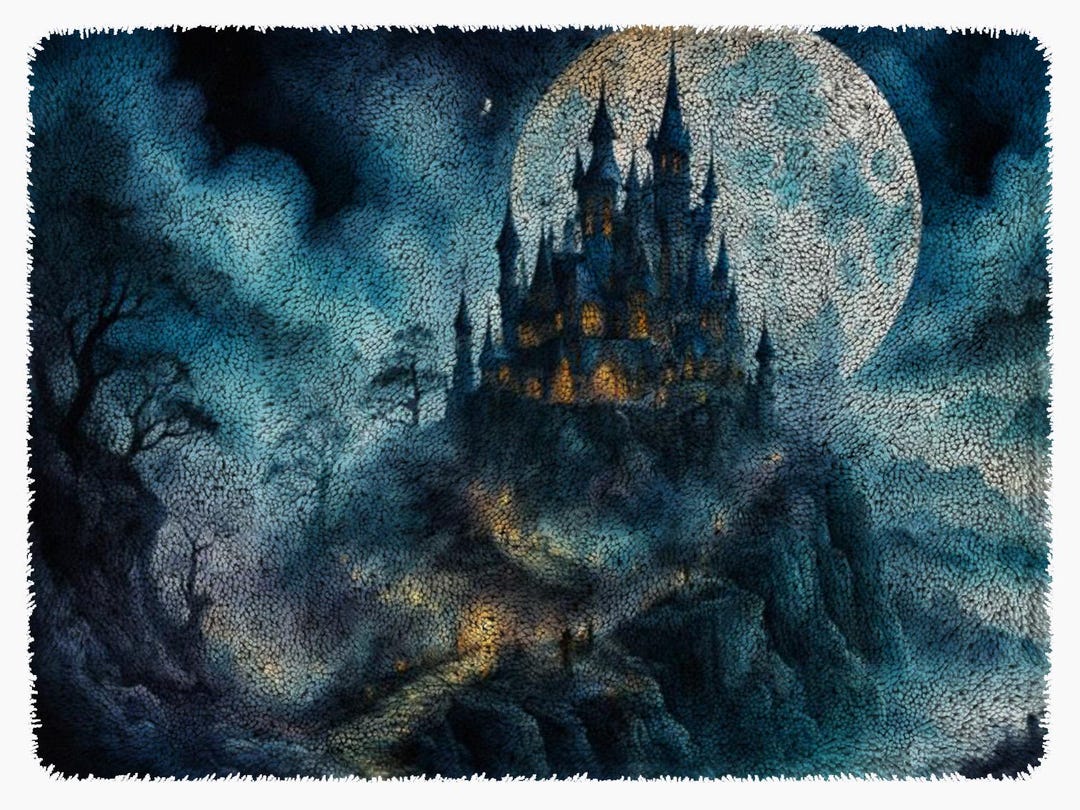 Castle Latch Hook Rug Kit: Large Canvas, Gothic Home Decor/all ...