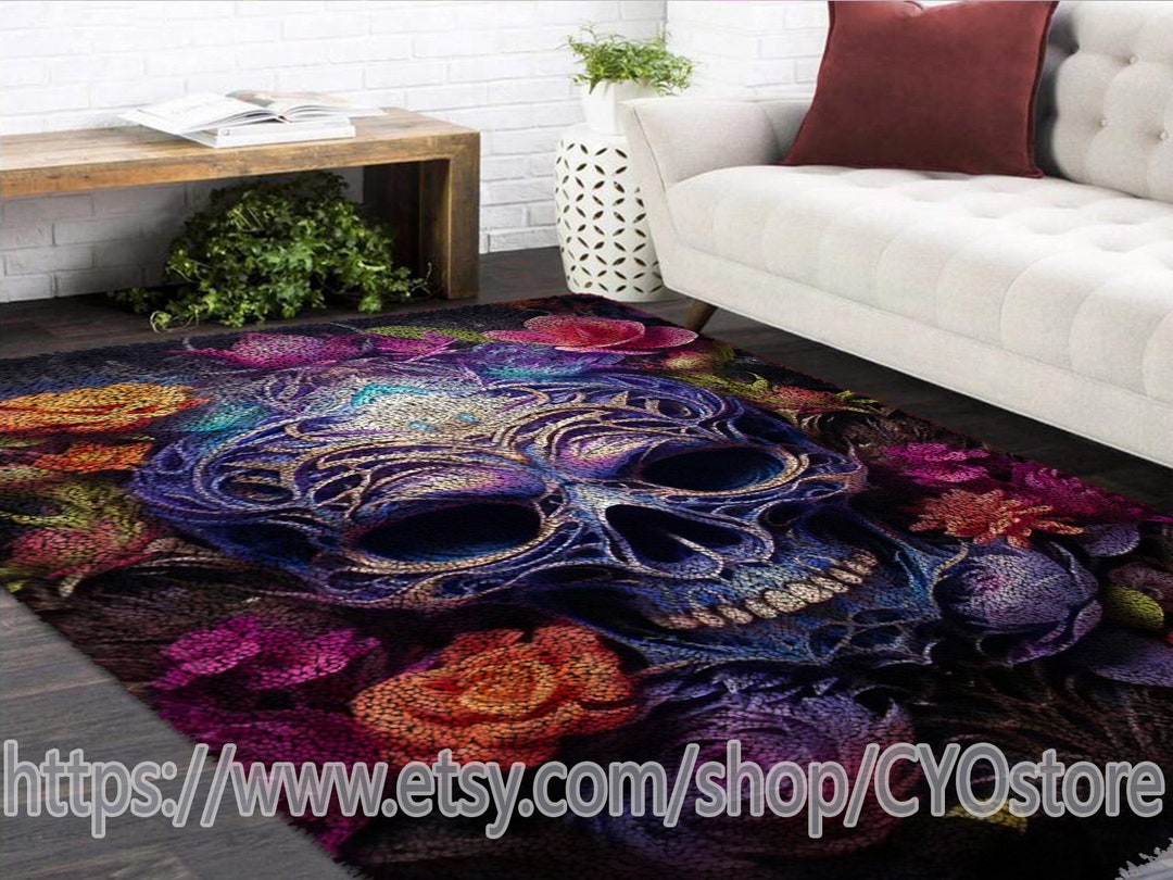 Skull Floral Latch Hook Rug Kit: DIY Tapestry Carpet for Adults - Etsy