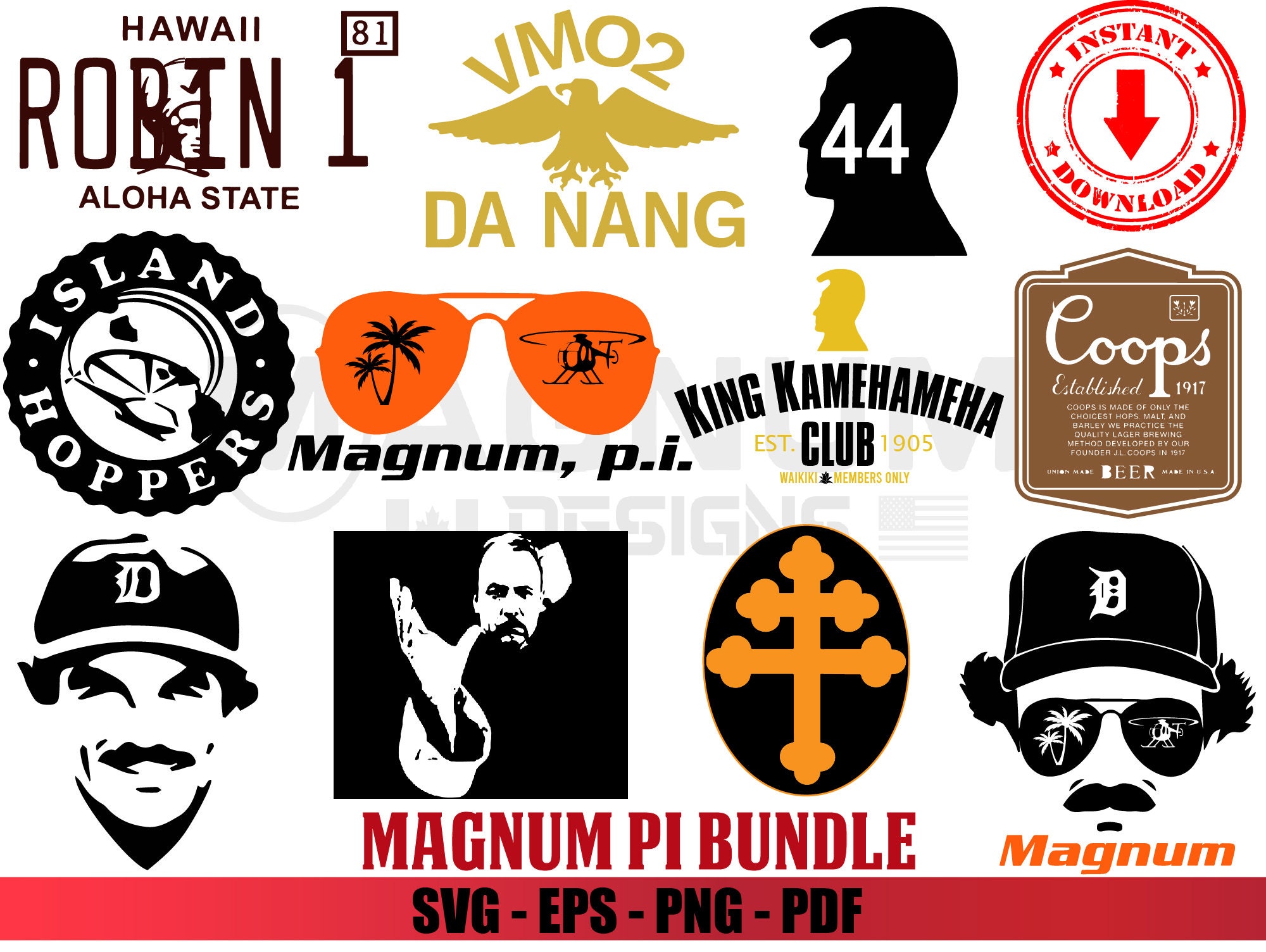Magnum PI Design Bundle Sublimation SVG Png Eps Pdf Digital - Etsy Ireland