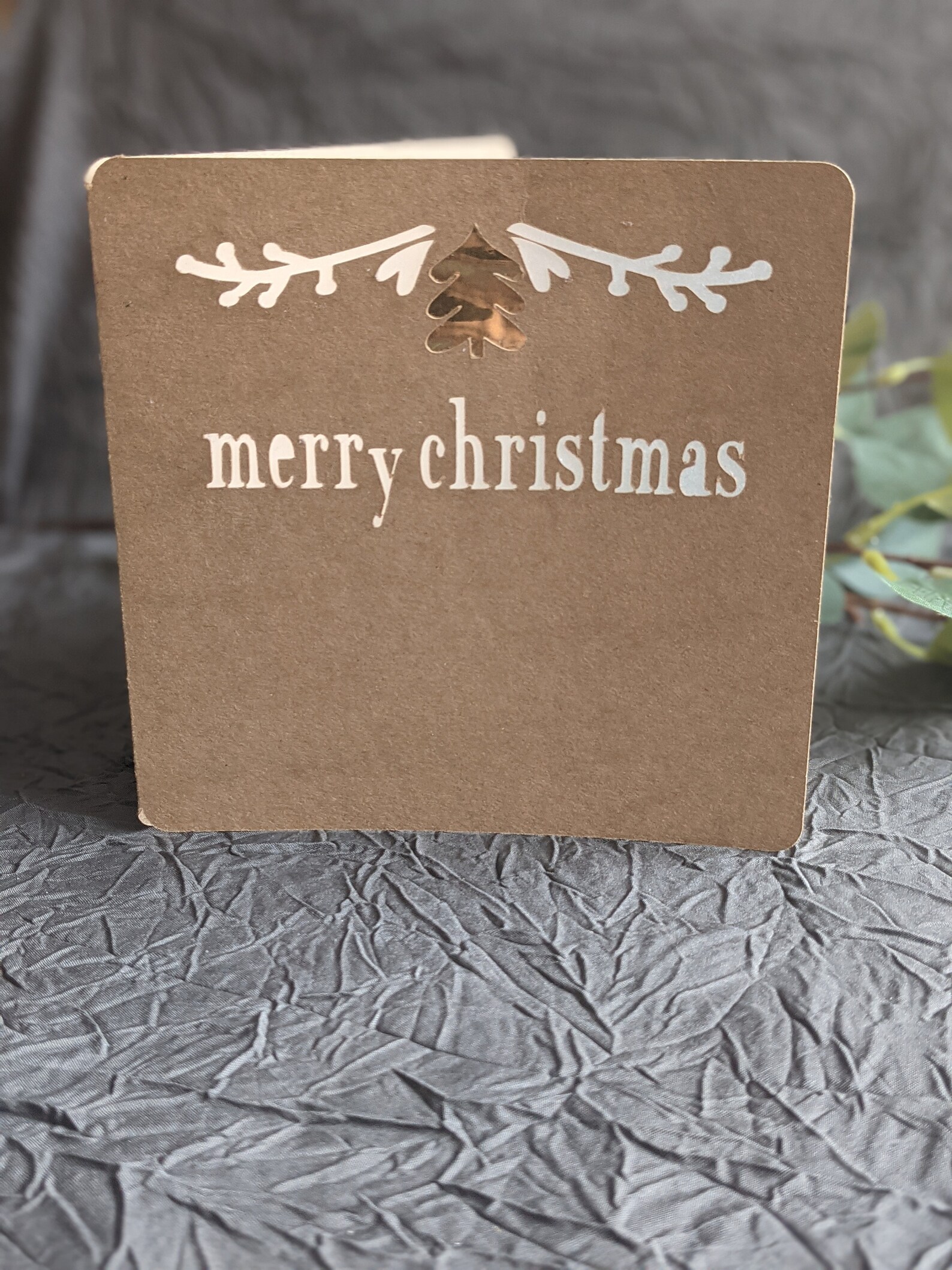 Merry Christmas Card Brown Handmade Papercut | Etsy