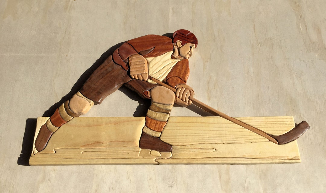 Intarsia Hockey Player - Wood Art - Wall Art - Etsy