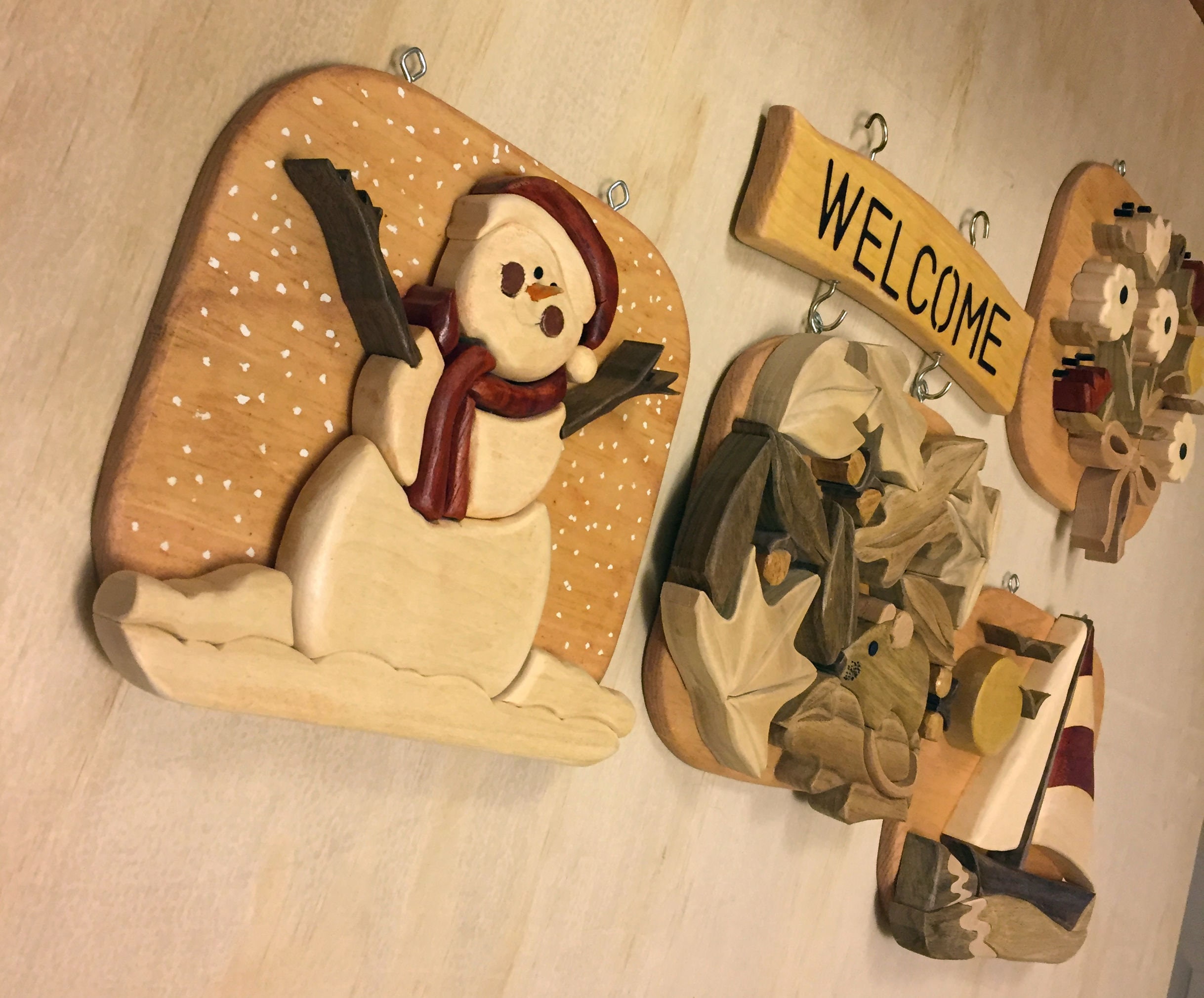 Intarsia 4 Seasons Welcome Sign Wood Art Wall Art - Etsy