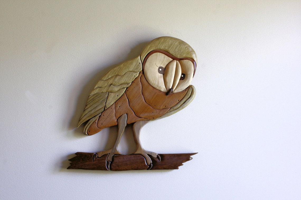 Intarsia Owl, Barn Owl, Wood Art, Wall Art - Etsy