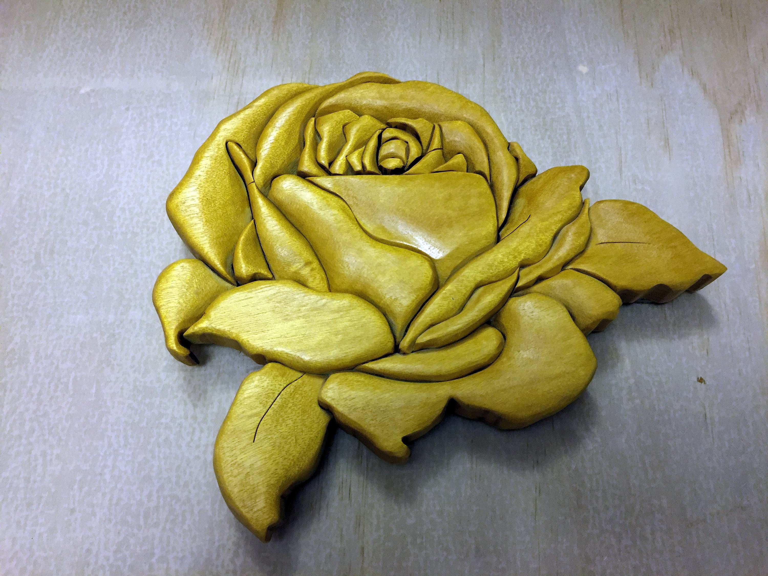 Intarsia Rose - Wood Art - Wall Art - Etsy