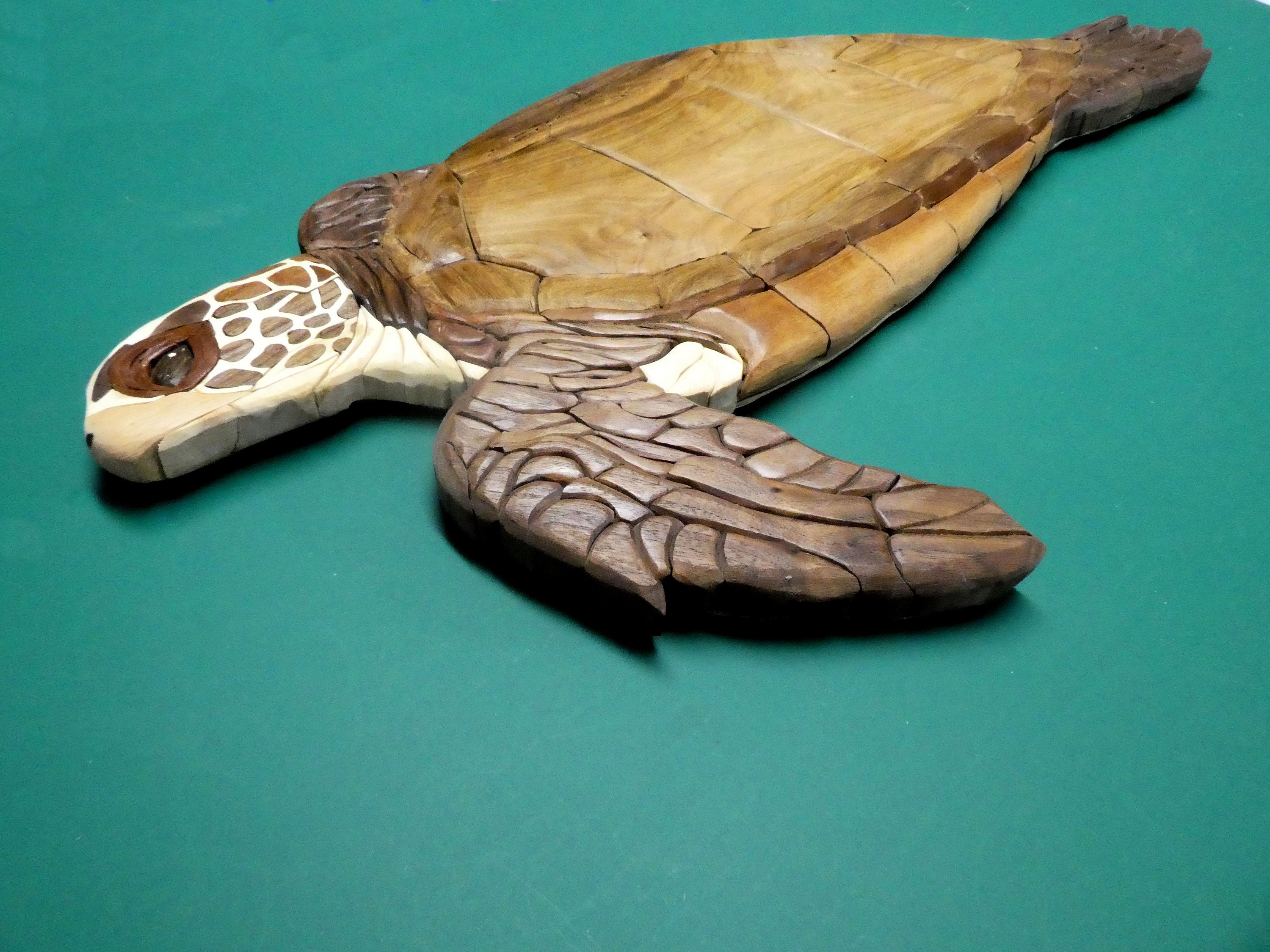 Intarsia Sea Turtl Wood Art Wall Art - Etsy