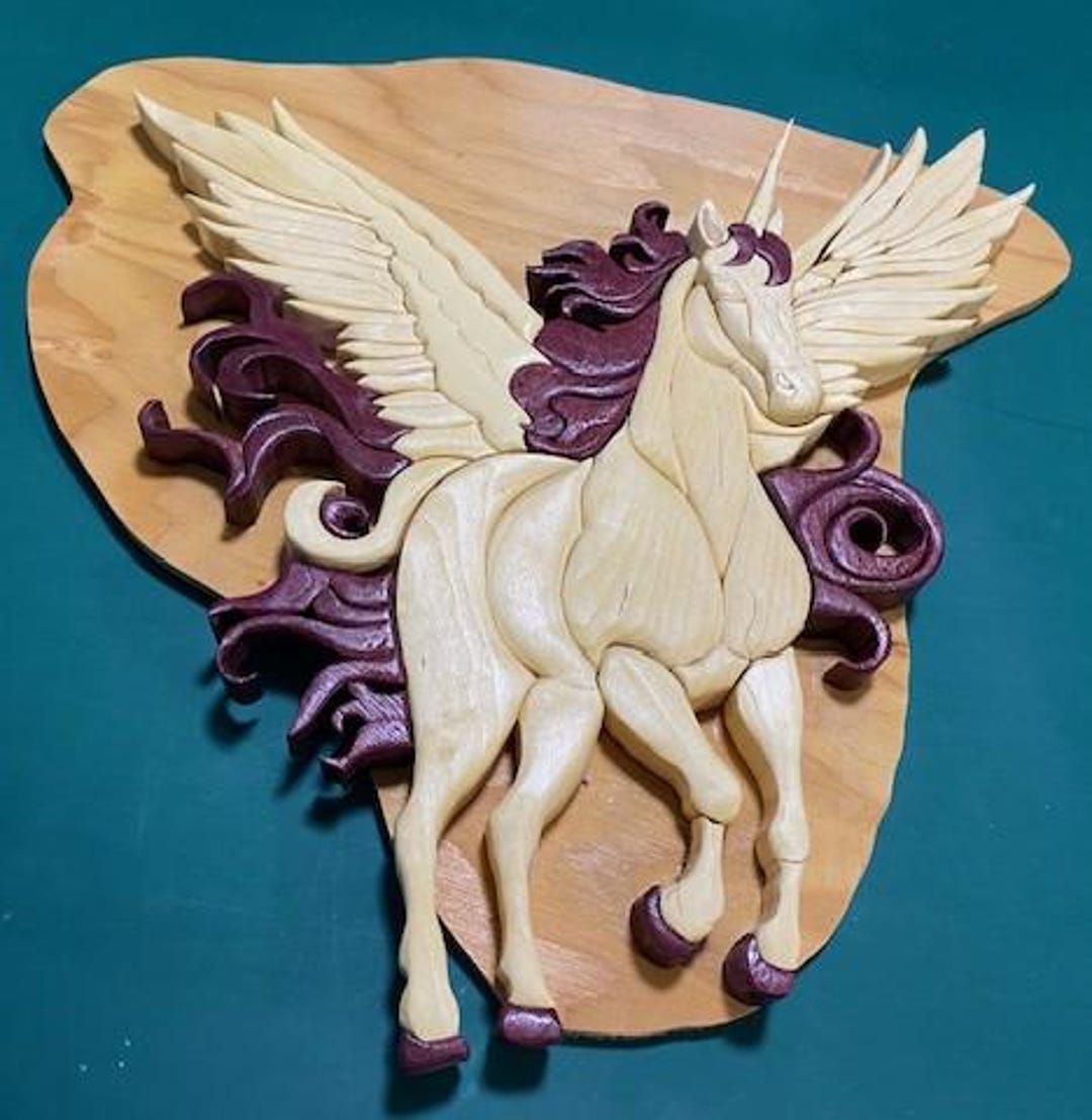 Intarsia Unicorn Wood Wall Art - Etsy