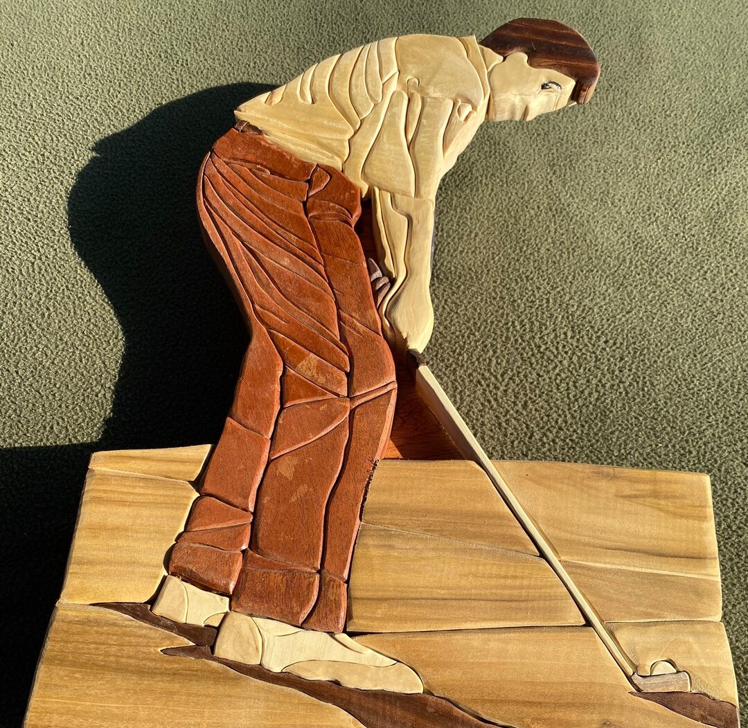 Intarsia Male Golfer Wood Art Wall Art - Etsy