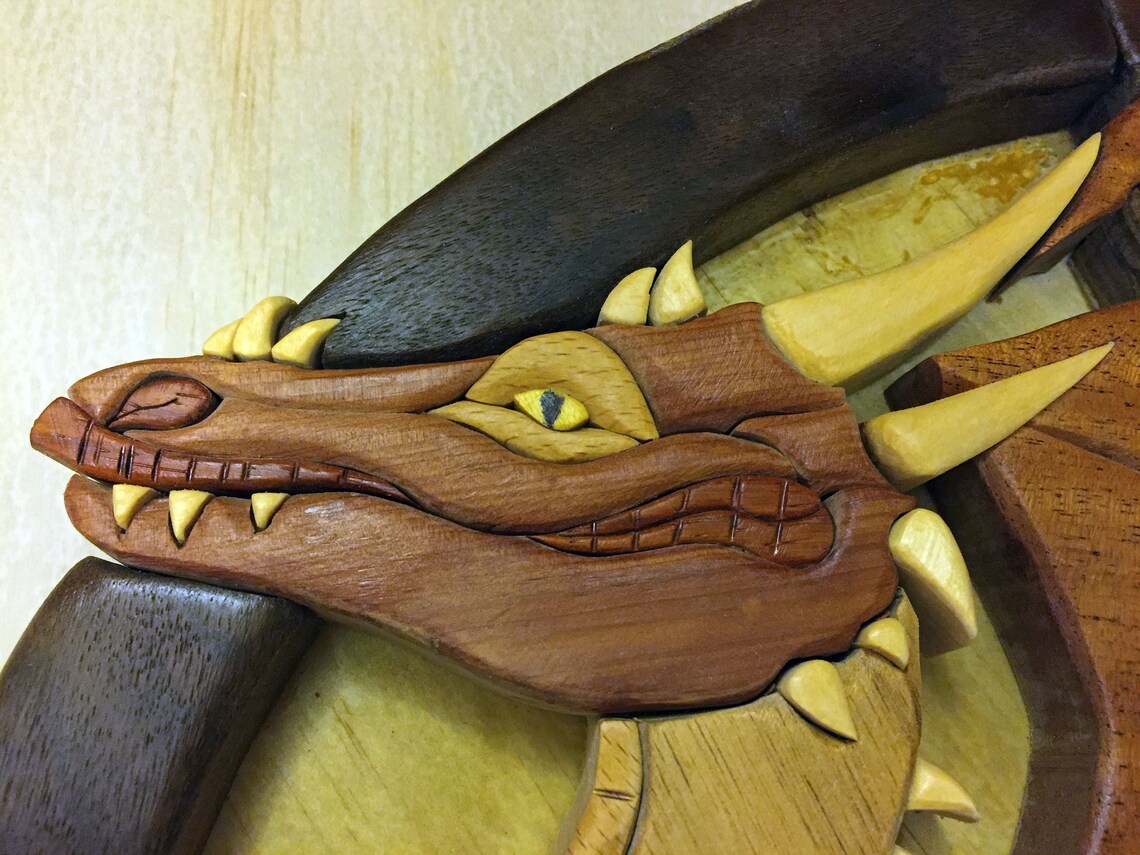Intarsia Dragon Wood Art Wallhanging - Etsy