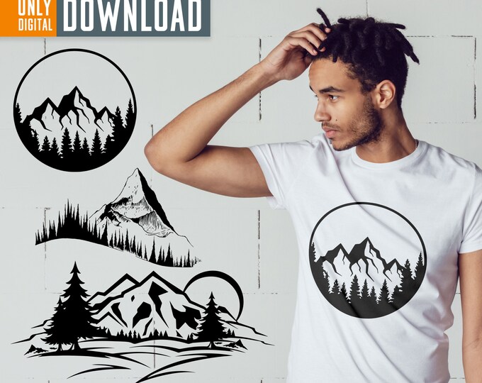 Berg SVG, Berge Clipart, Berg Cut Files, Berg Silhouette, Bergkette SVG ...