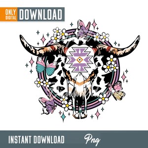 Aztec Cow Skull Png Clipart, Floral Cow Skull Png, Western Png, Cowgirl ...
