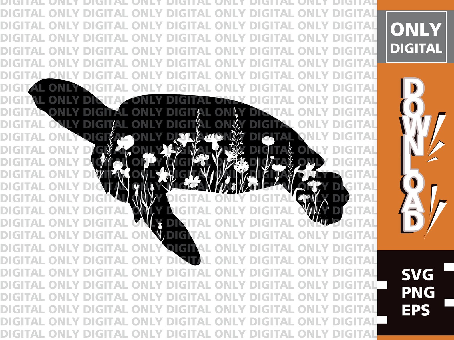 Floral Turtle Silhouette Svg Turtle Svg Bundle Turtle - Etsy