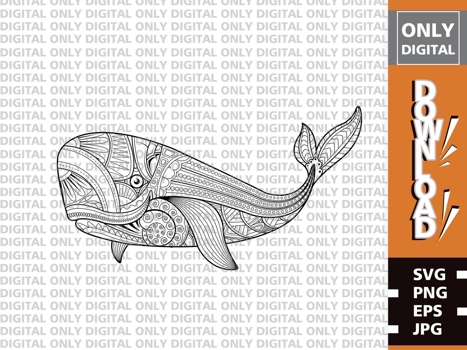 Printable Whale Svg Cute Whale Svg Whale Clipart Whale | Etsy