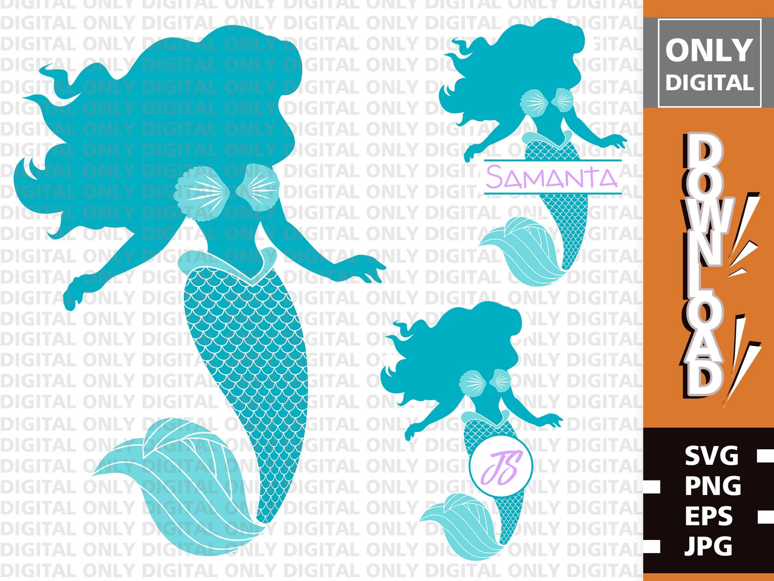 Cute Mermaid Svg Mermaid Svg Mermaid Monogram Svg Mermaid | Etsy