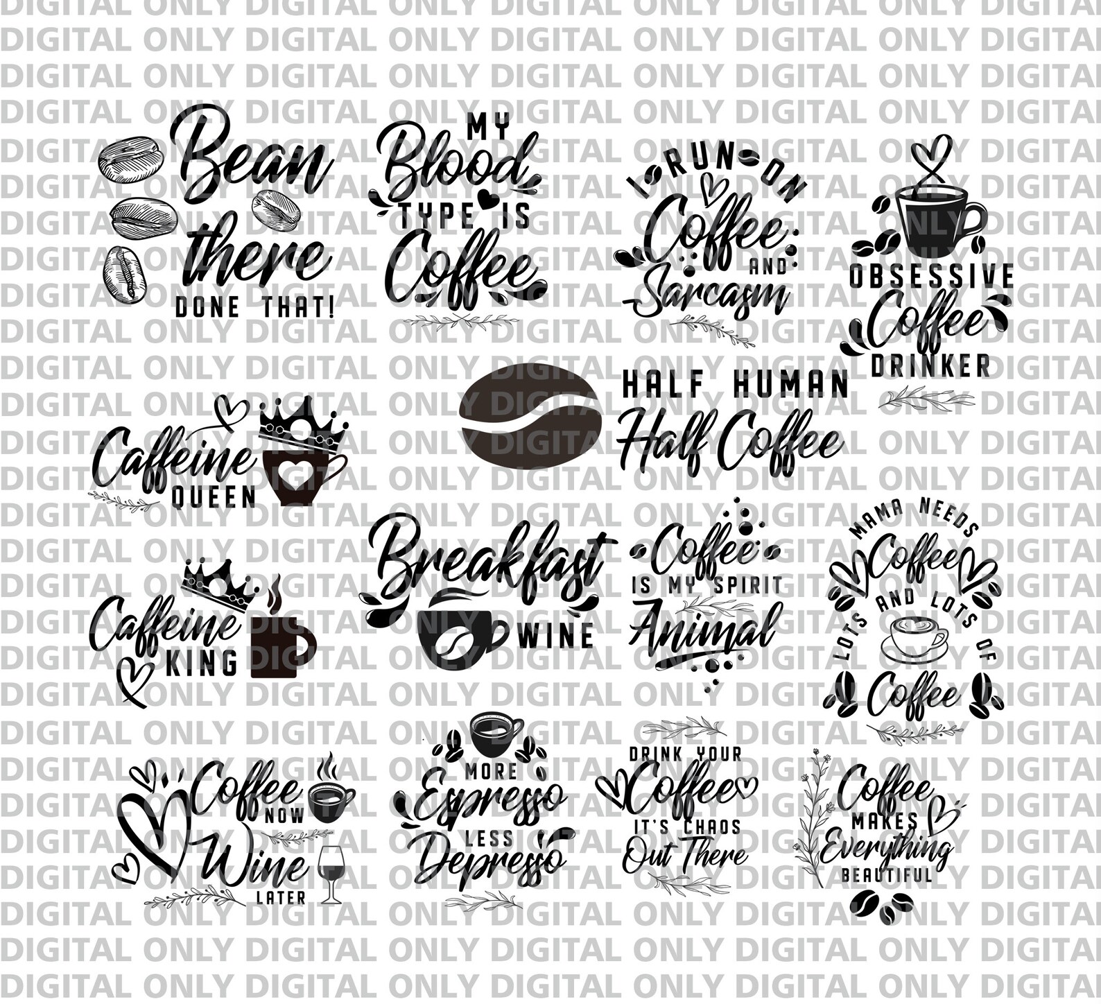 Coffee Svg Coffee Clipart Coffee Svg Bundle Coffee - Etsy