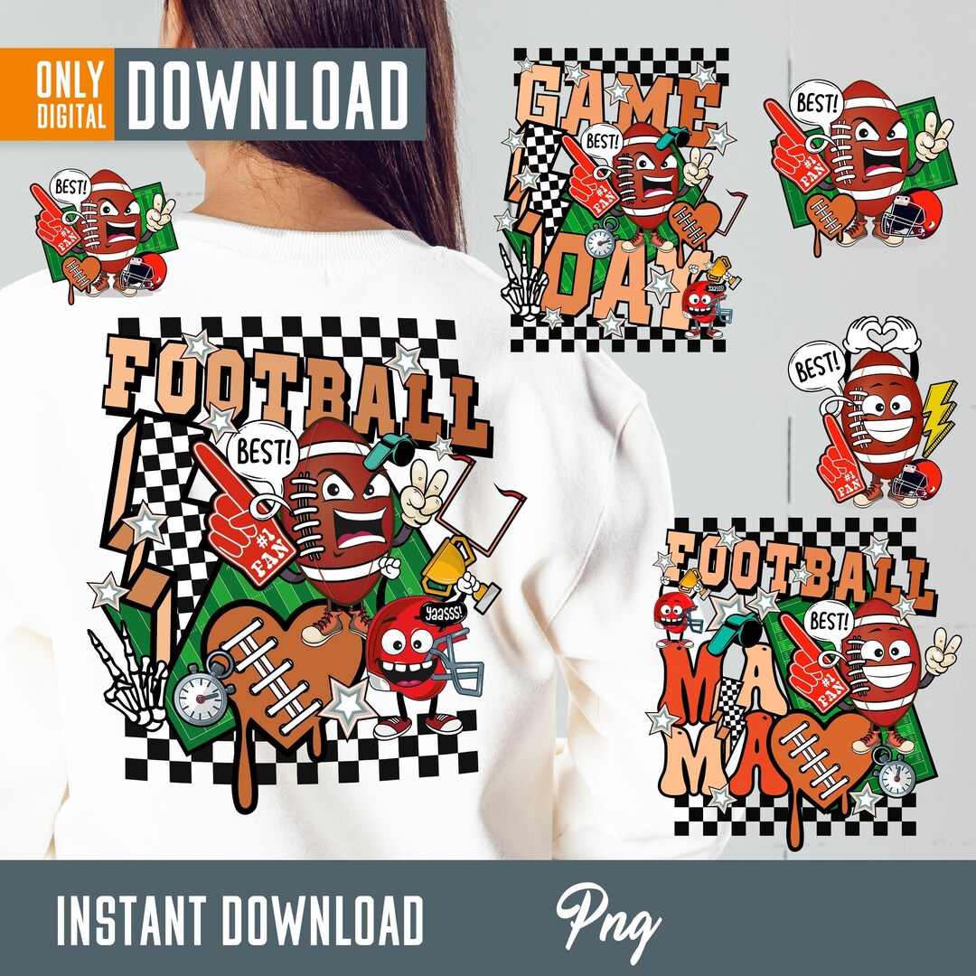 Retro Football Sublimation Design With Smile Face Png for Printing on ...