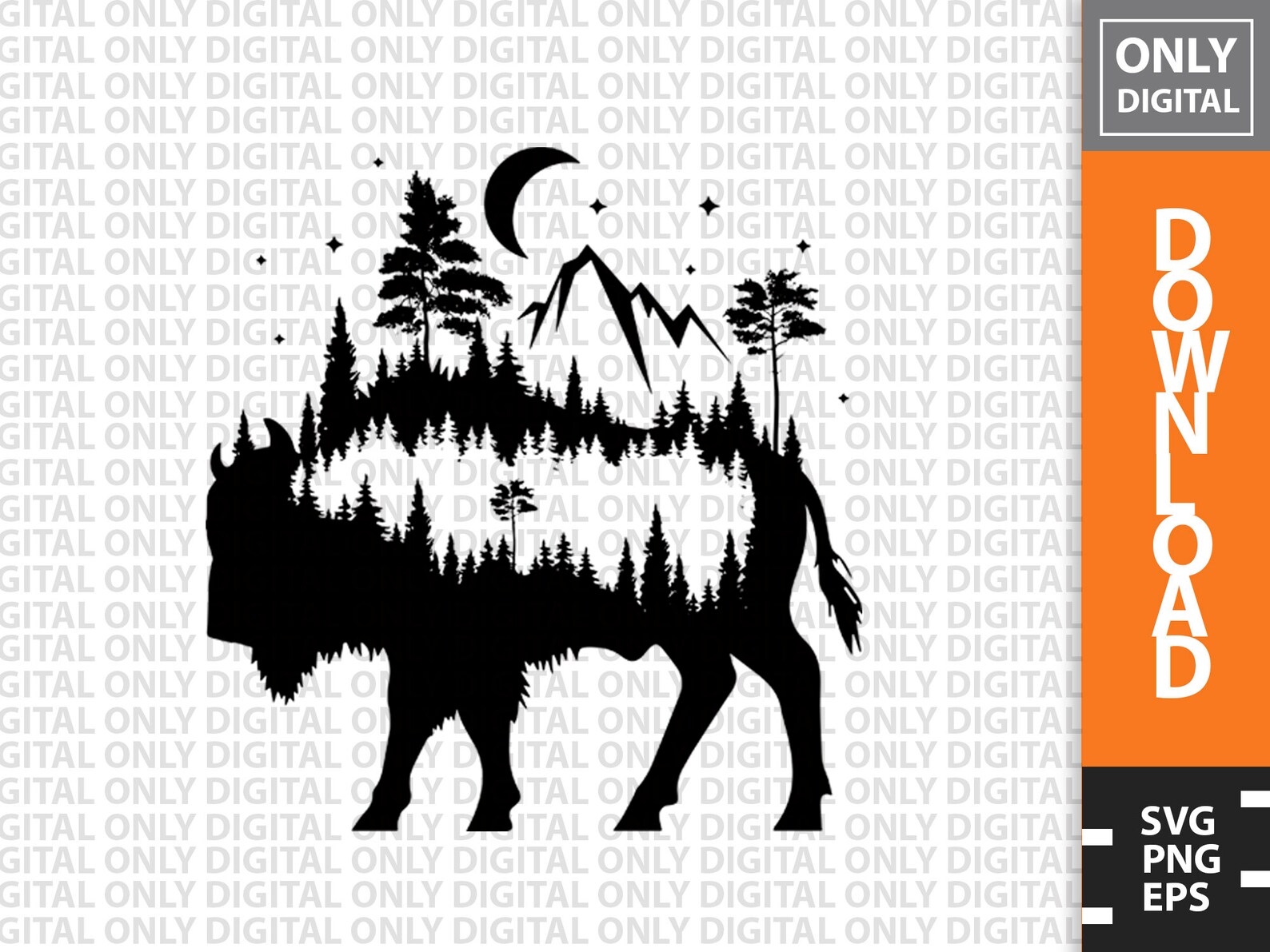 Bison Svg File, Mountain Bison Svg File, Buffalo Svg , Buffalo Clipart ...