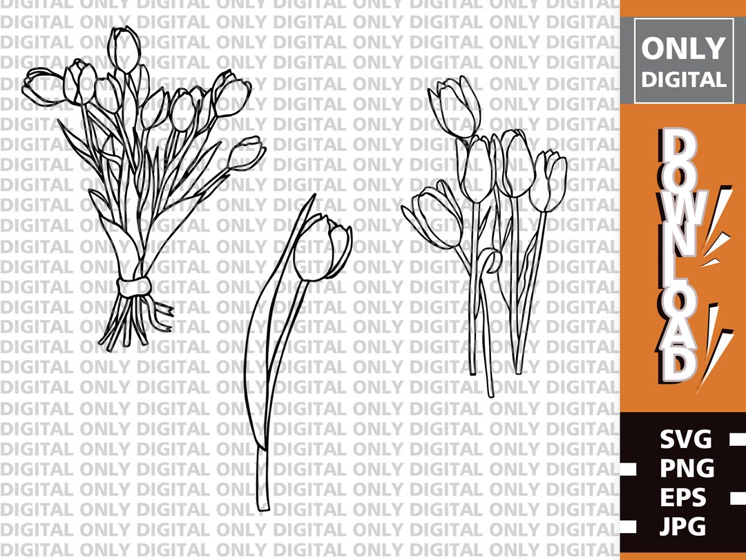 Tulip Flower Bouquet (svg, Png, Eps, Jpg) (digital Download) - Etsy