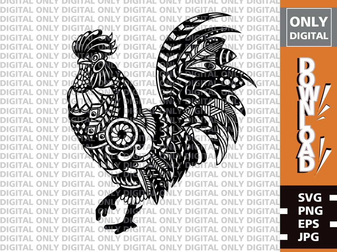 Rooster Mandala SVG, Floral Animal Clipart (digital Download) - Etsy
