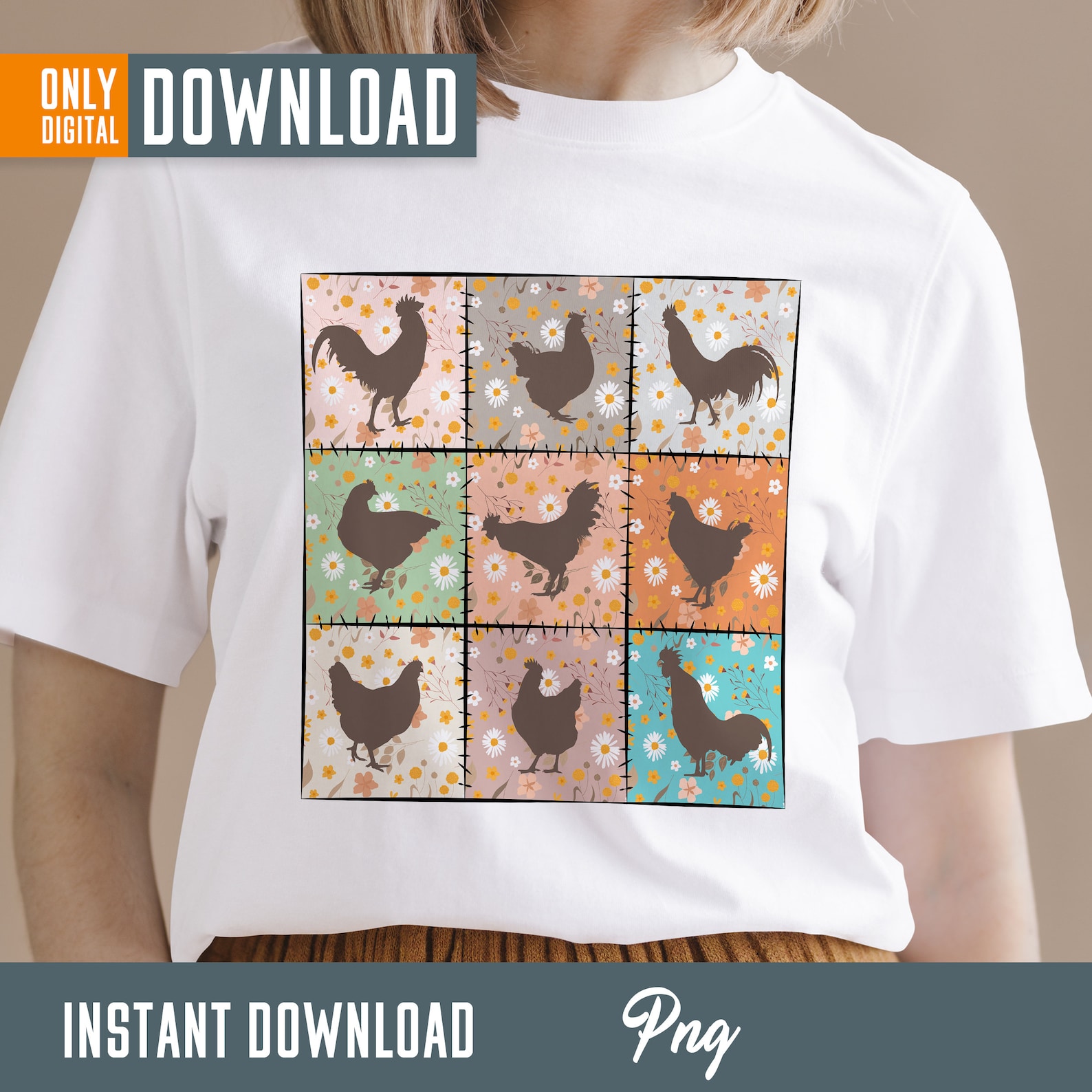Retro Chickens Sublimation Design Png, Chicken Png, Chicken Clipart ...