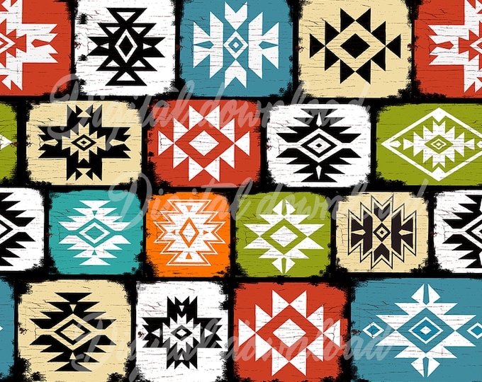 90’s Western Inspired Seamless Pattern. Aztec Png. Western Png. Digital ...