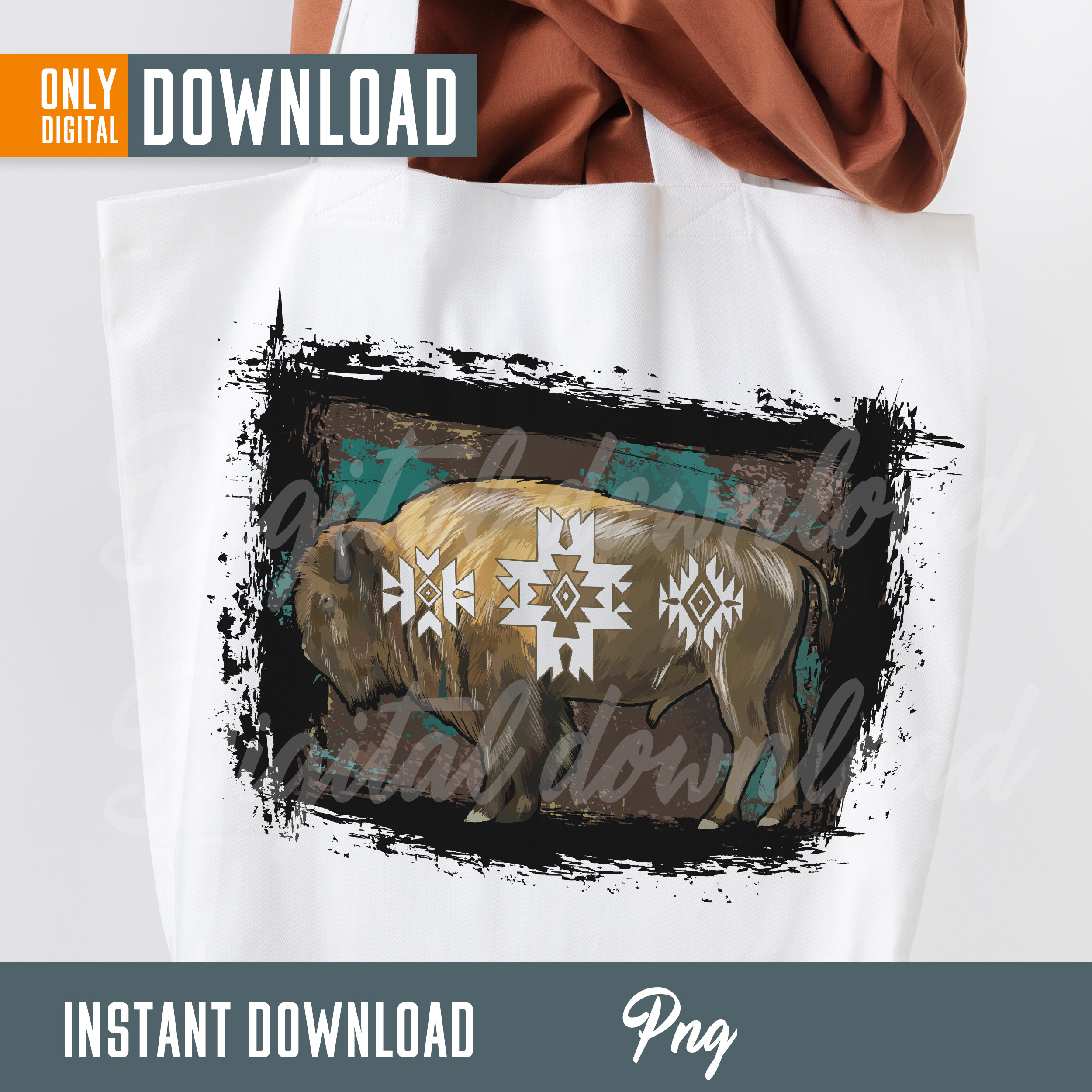 Aztec Bison PNG, Vintage Western Clipart (digital File) - Etsy