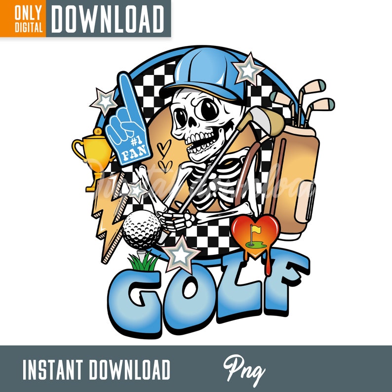 Retro Golf Skeleton PNG, Funny Golf Clipart (digital Download) - Etsy