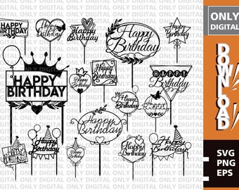 Joyeux anniversaire de gâteau SVG, PNG de gâteau, gâteau DXF, gâteau de ...