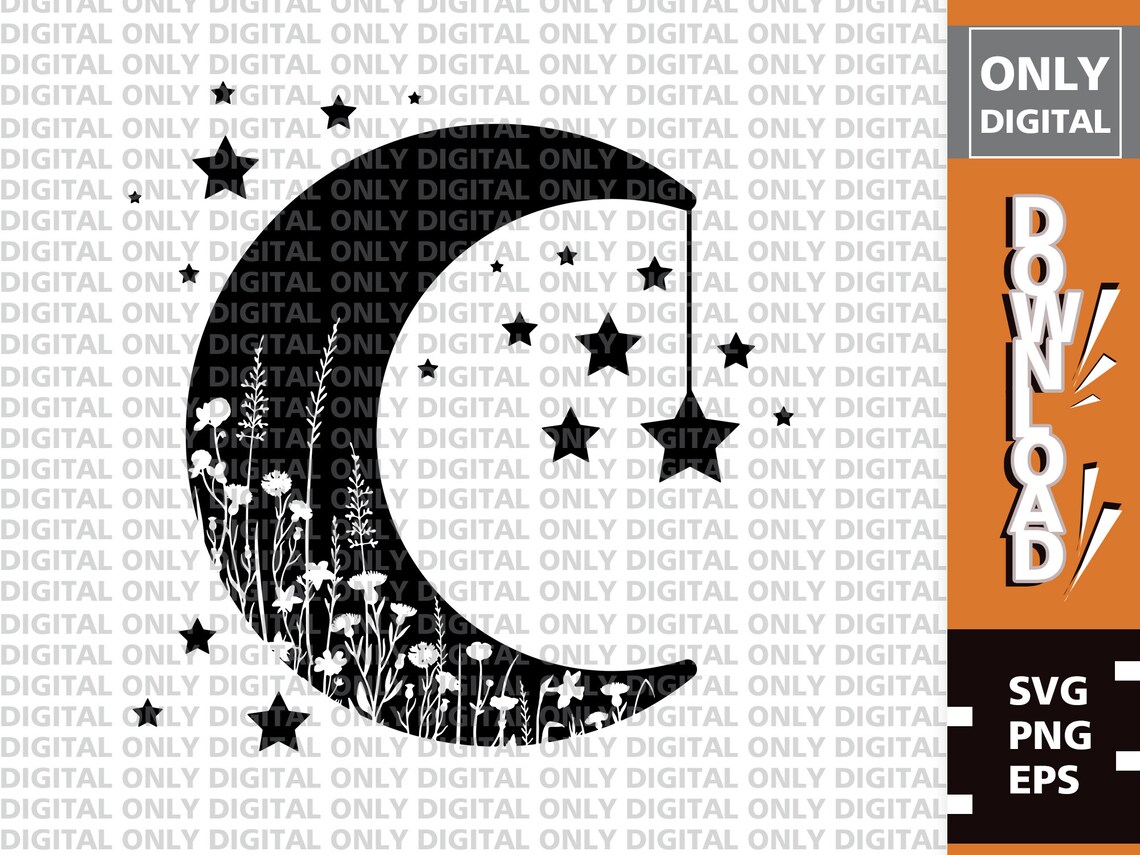 Floral Moon Svg Moon Svg Bundle Moon Clipart Moon Vector - Etsy