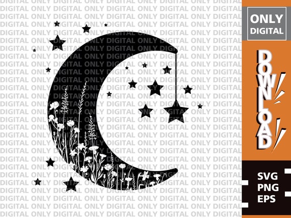 Floral Moon Svg Moon Svg Bundle Moon Clipart Moon Vector | Etsy