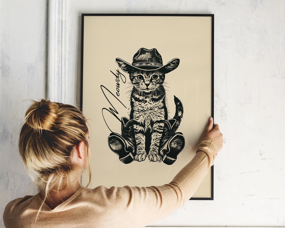 Cowboy Cat Art Print, Meowdy Texas Western Decor (digital Download) - Etsy