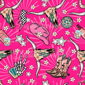 Western Disco Seamless Pattern,western Clipart, Wesern Sublimation ...