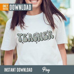 Teacher Png Bundle, Teacher Clipart, Retro Floral Teacher Design Png ...